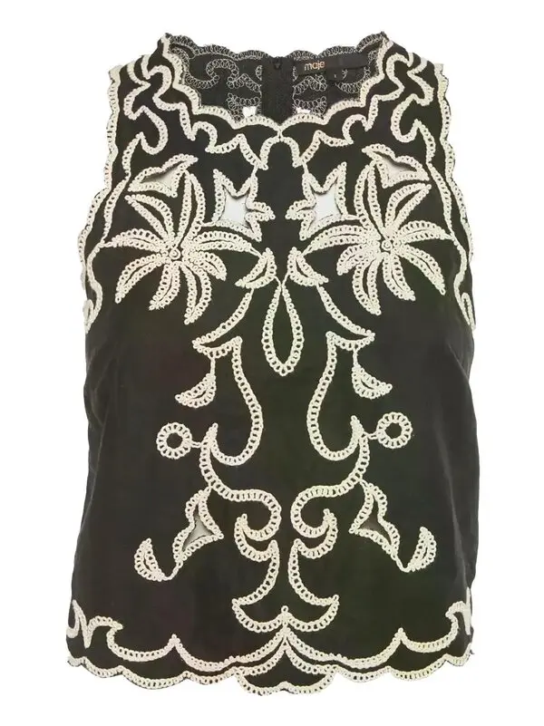 Maje Embroidered Blouse - Black