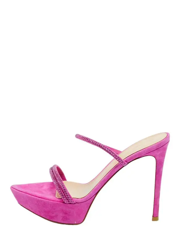 GIANVITO ROSSI Cannes Crystal Suede Sandals - Pink