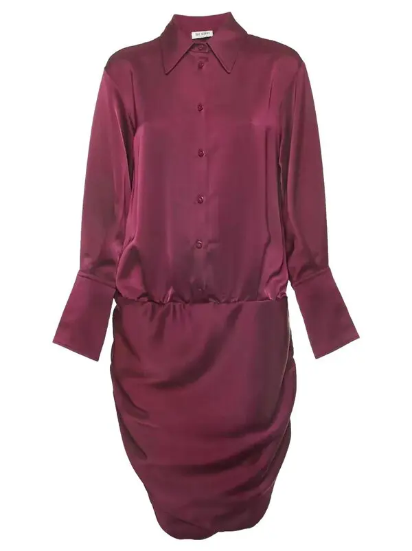 Attico Ruched Satin Mini Dress - Purple