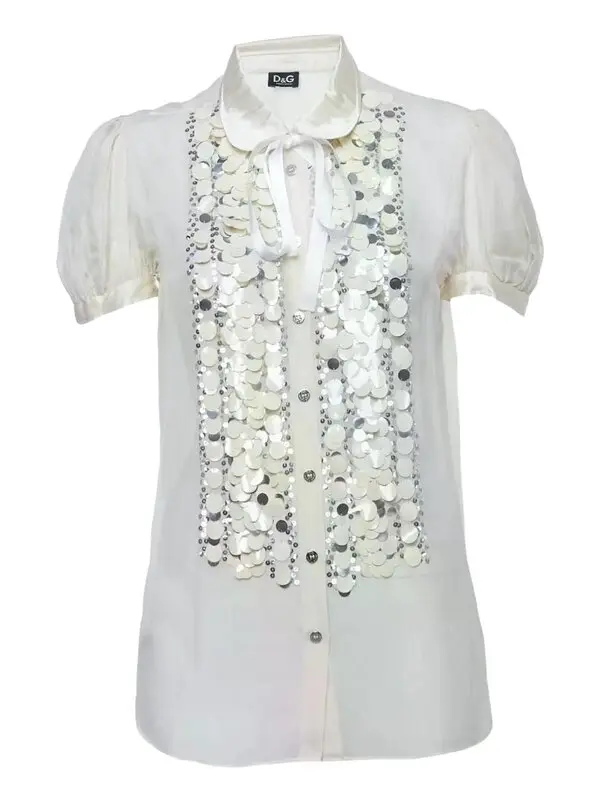 Dolce & Gabbana Sequin-detail Silk Shirt - Neutrals