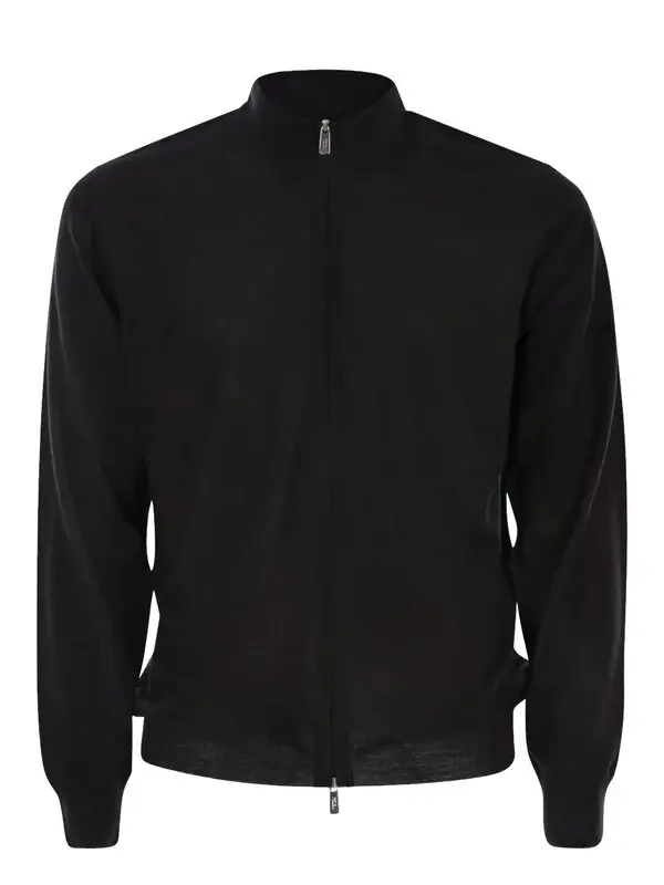 Fedeli Favonio Zip-up Cardigan - Black