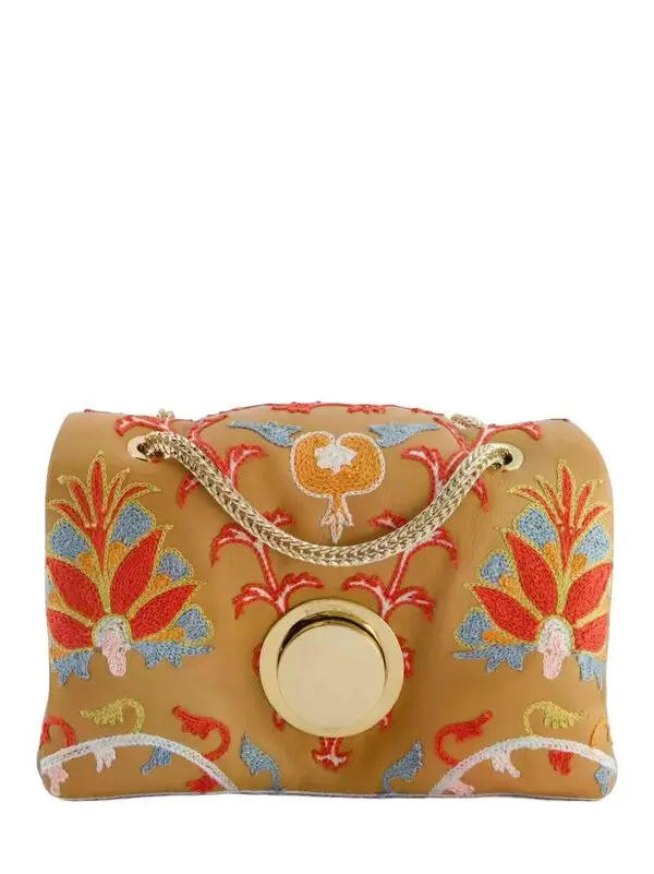 Giambattista Valli Floral-embroidered Shoulder Bag - Brown