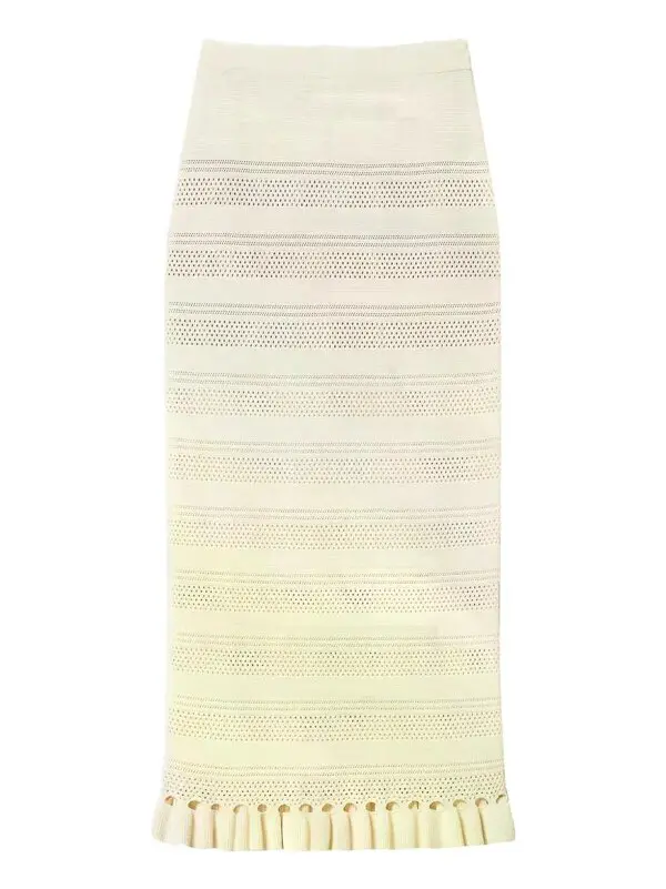 TWINSET Knitted Ruffled-hem Midi Skirt - White