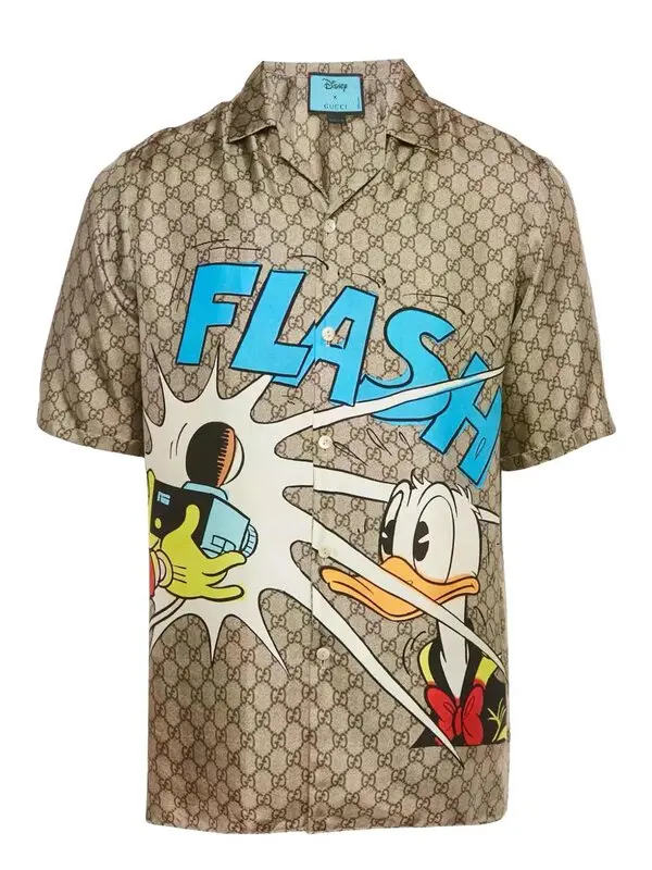 Gucci X Disney Gg-pattern Shirt - Neutrals