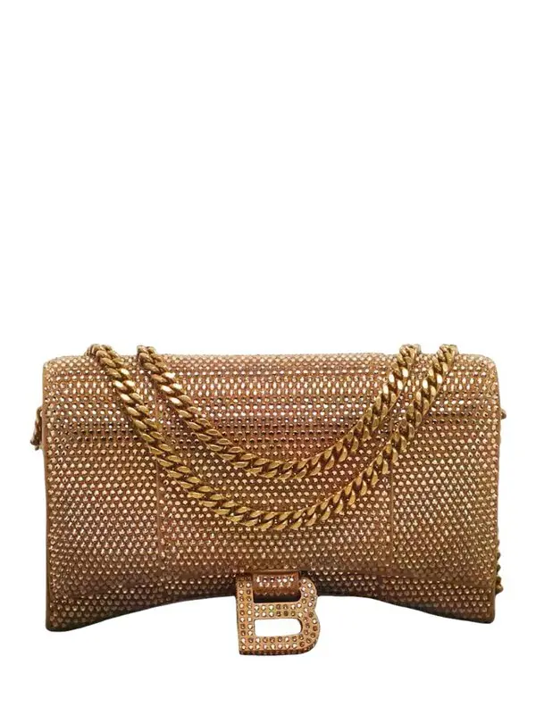 Balenciaga Hourglass Crystal-embellished Clutch - Gold