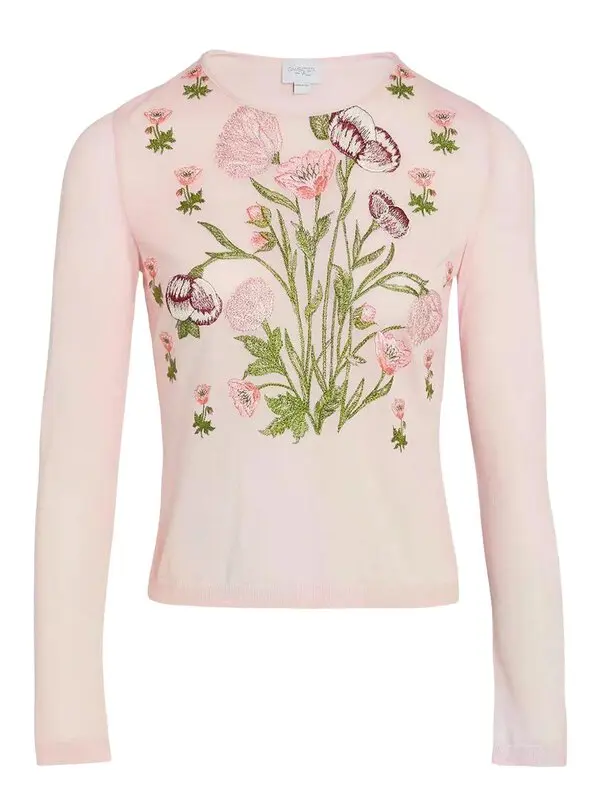 Giambattista Valli Floral Embroidered Crew-neck Sweater - Pink
