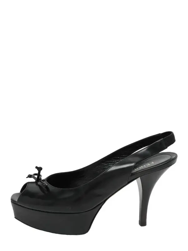Fendi Leather Platform Stiletto Pumps - Black