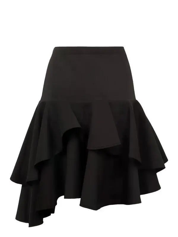 DES_PHEMMES Ruffled Asymmetrical Skirt - Black