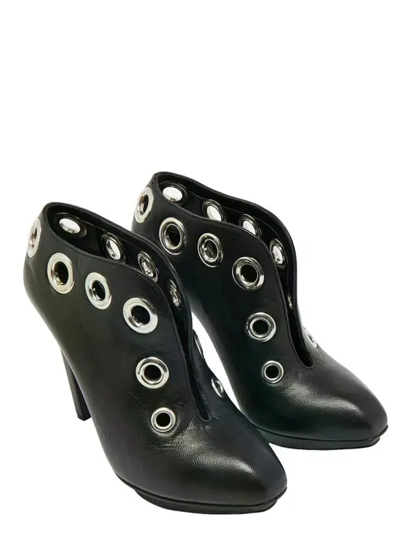 Alexander McQueen Eyelet-detail Leather Ankle Boots - Black