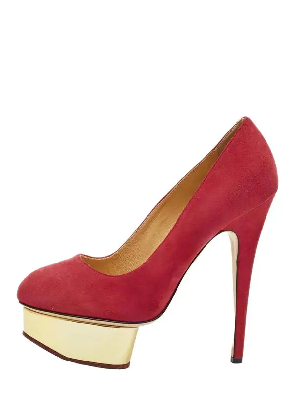 CHARLOTTE OLYMPIA Dolly Platform-heel Suede Pumps - Red