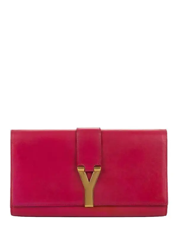 Saint Laurent Small Ligne-y Logo-plaque Clutch - Pink