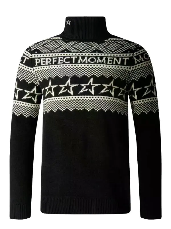Perfect Moment Patterned Roll-neck Knitwear - Black