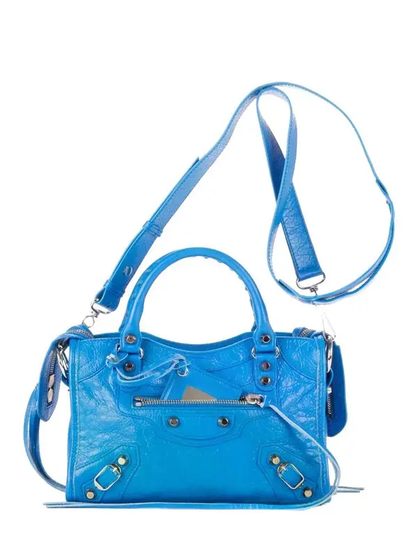 Balenciaga Studded Leather Tote Bag - Blue