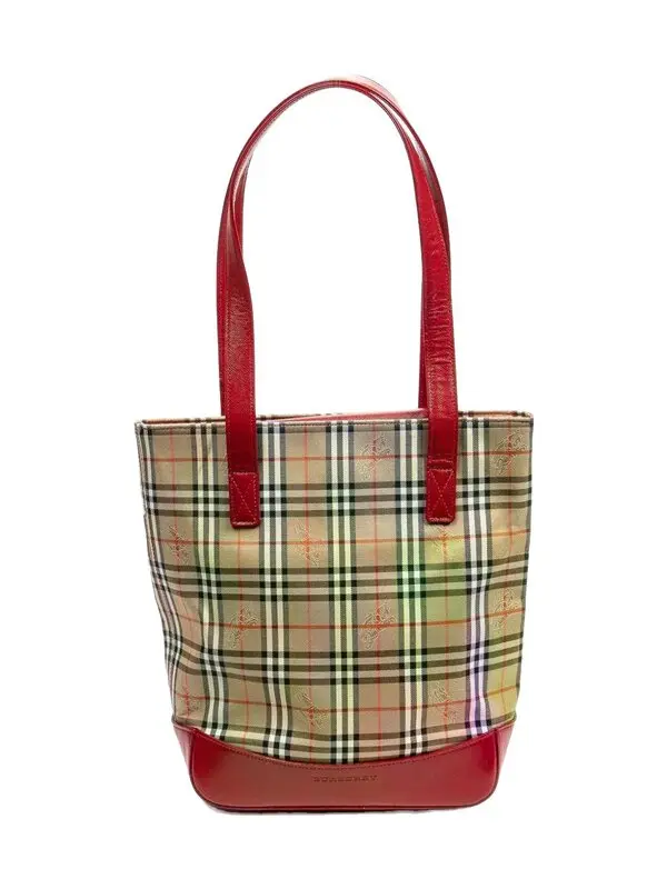 Burberry Check-pattern Leather-trimmed Tote - Neutrals