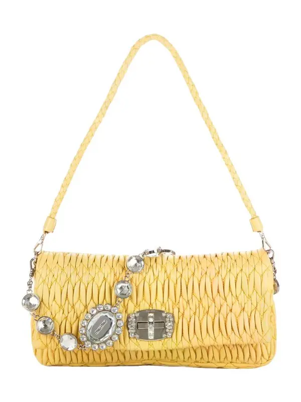 Miu Miu Pleated Crystal-embellished Bag - Yellow