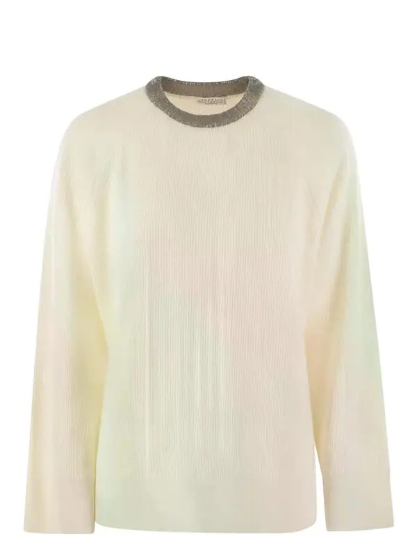 Brunello Cucinelli Ribbed Cashmere Sweater - White