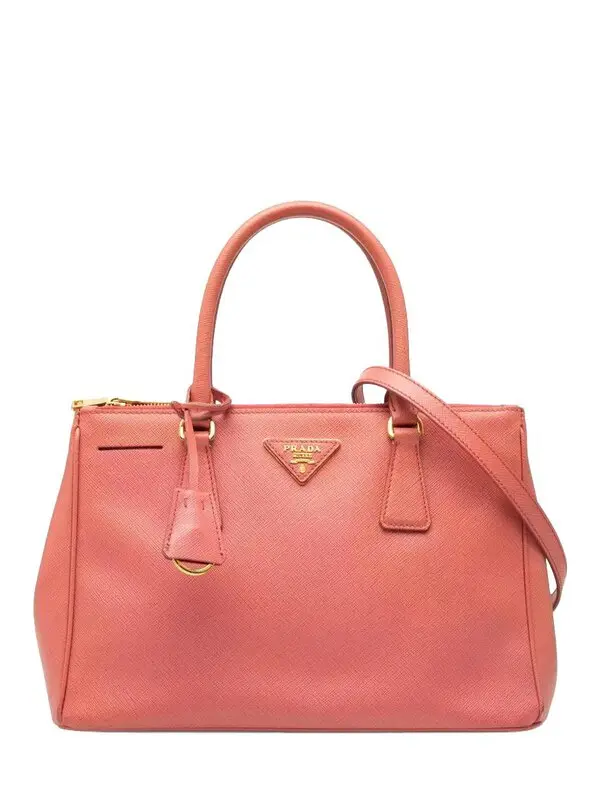 Prada Saffiano Lux Galleria Double Zip Satchel - Pink