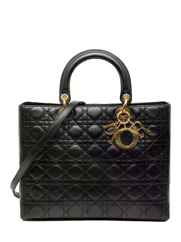 Dior 1997 Lambskin Cannage Lady Satchel - Black