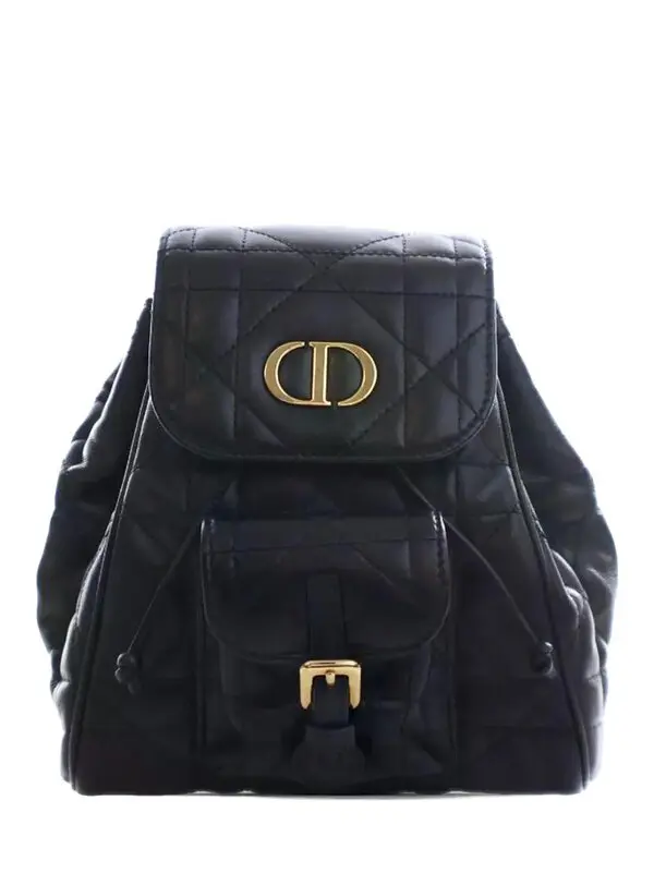 Dior 2024 Small Lambskin Macrocannage Caro Backpack - Black