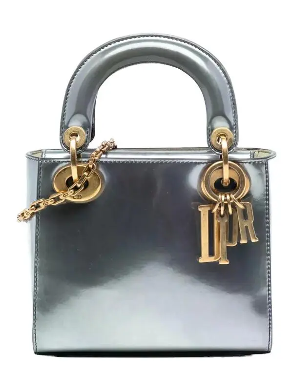 Dior 2018 Mini Metallic Patent Lady Satchel - Silver