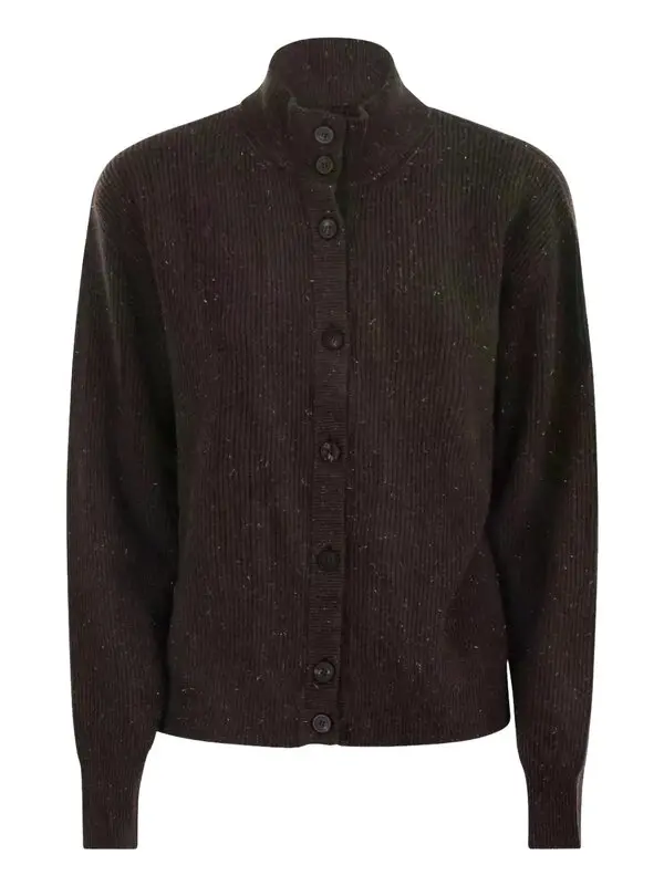 Peserico Buttoned Turtleneck Cardigan - Brown