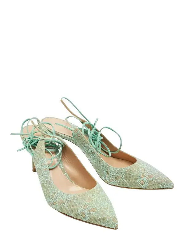 GIANVITO ROSSI Irene Lace Ankle-tie Pumps - Green