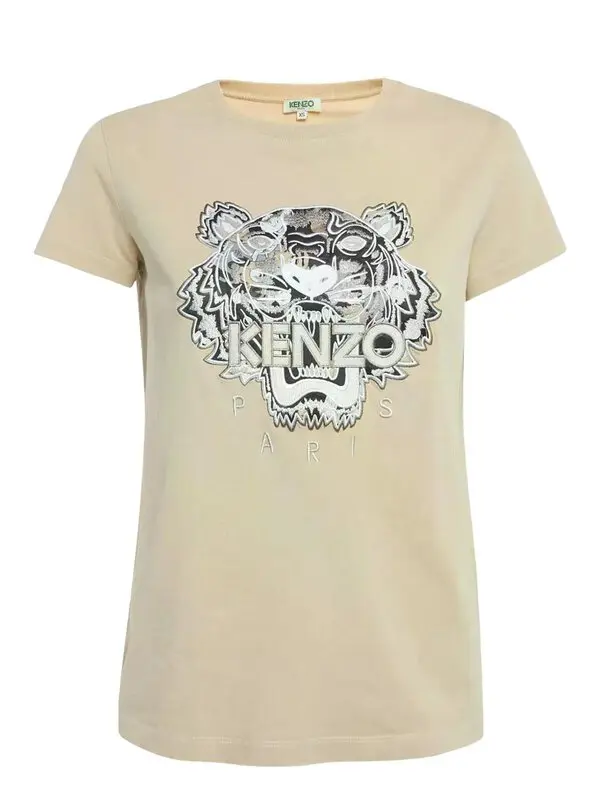 Kenzo Tiger-embroidered T-shirt - Neutrals