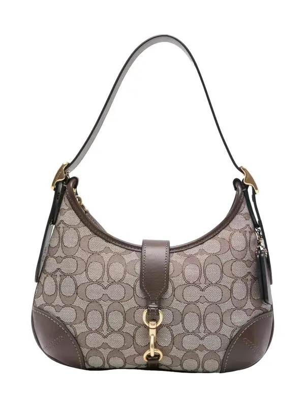 COACH® Hampton Patterned Buckle Shoulder Bag - Brown