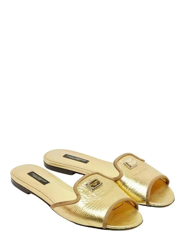 Dolce & Gabbana Logo-plaque Sandals - Gold