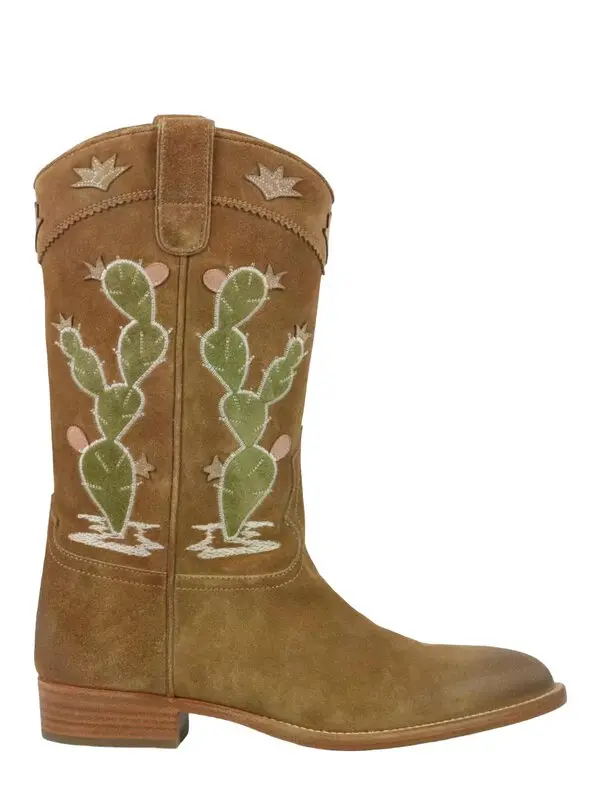 Sartore Cactus-embroidered Boots - Brown
