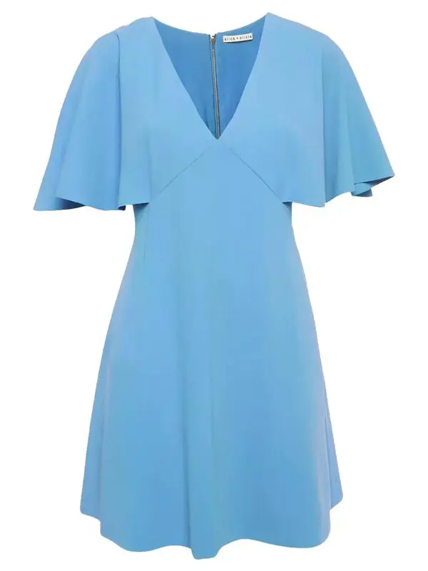 Alice + Olivia Cape-sleeves Mini Dress - Blue