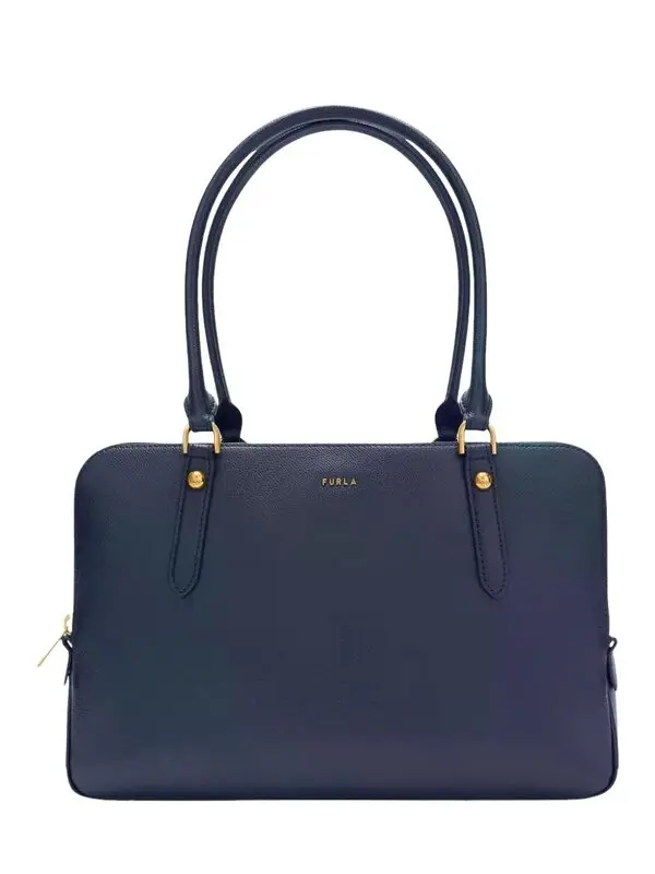 Furla Large Leather Boston Tote - Blue