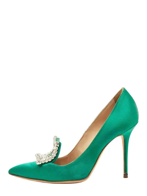 Manolo Blahnik Borlak Crystal Pumps - Green