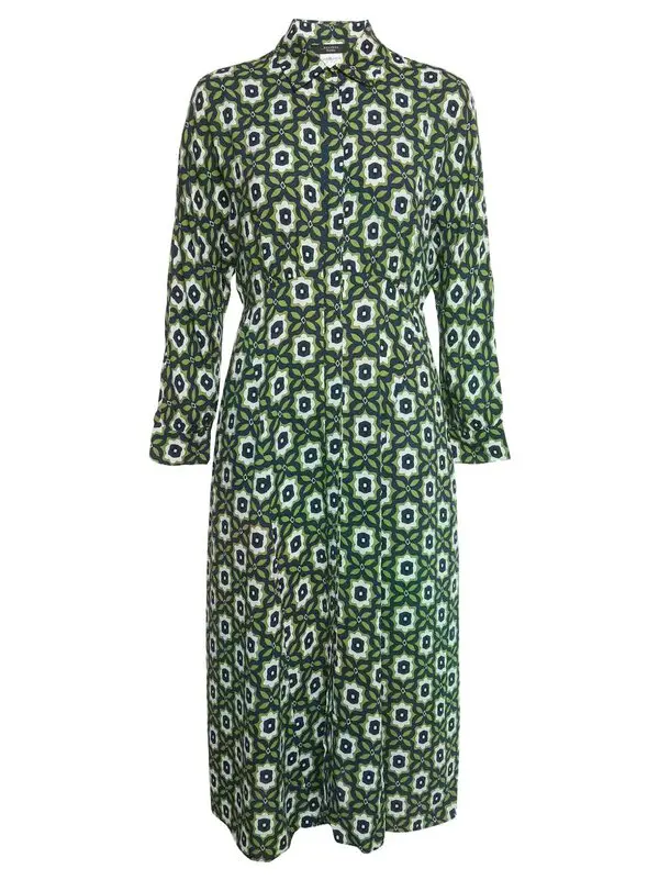 Max Mara Printed Collar Midi Dress - Blue