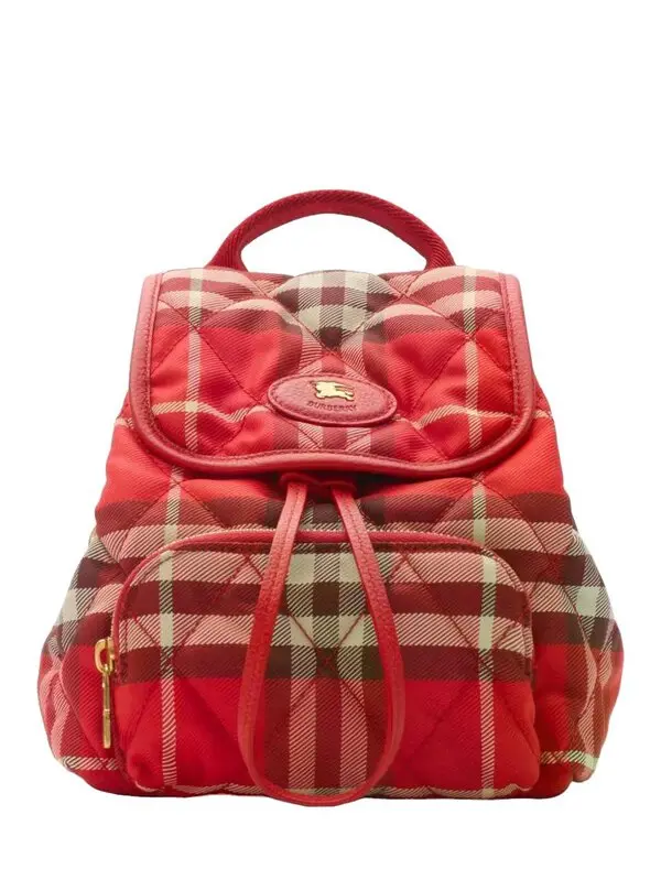Burberry Mini Horseshoe Quilted Check Backpack - Red