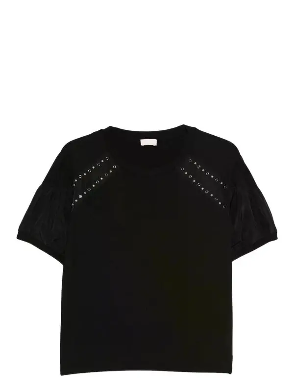 Liu Jo Eyelet Puff-sleeve T-shirt - Black