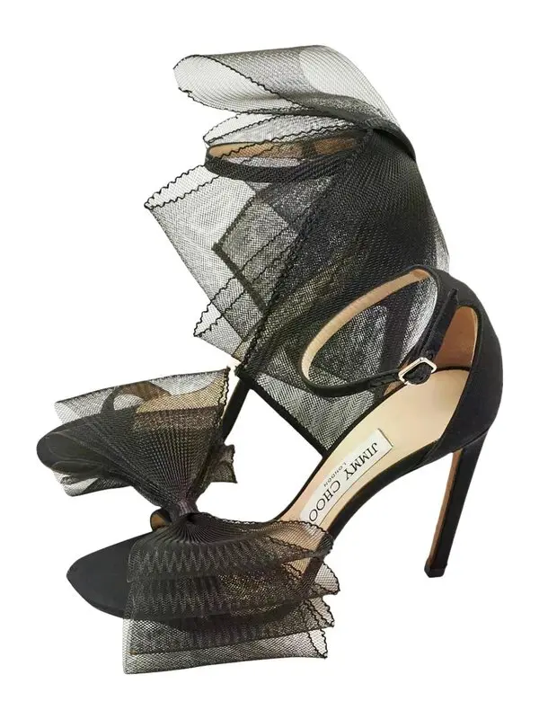 JIMMY CHOO Bow-detail Stiletto Sandals - Black