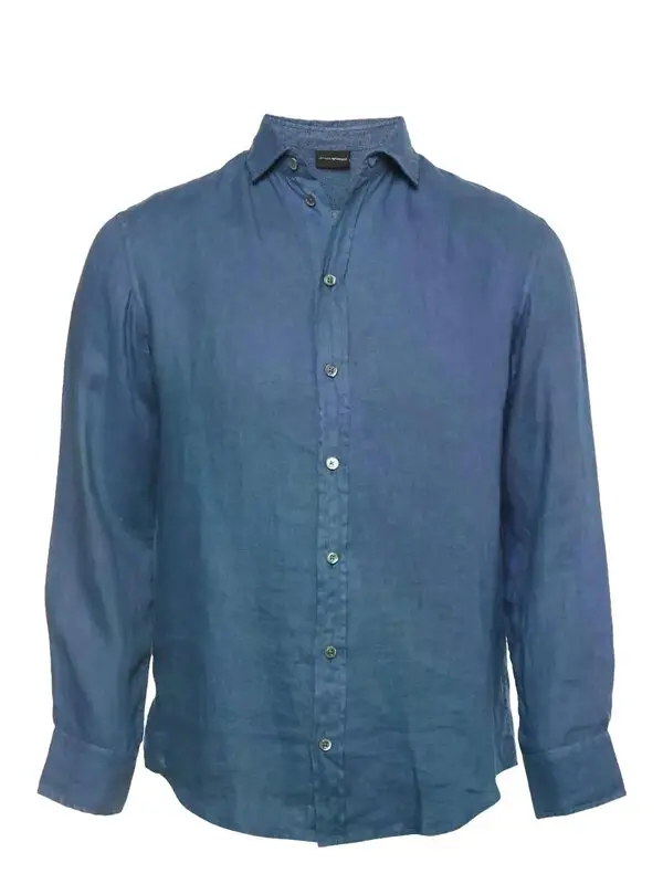 Emporio Armani Long-sleeve Linen Shirt - Blue