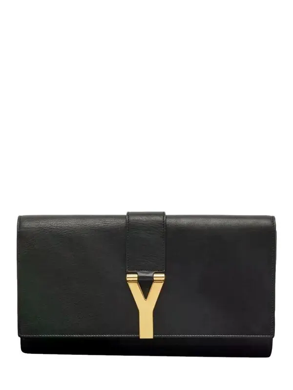 Saint Laurent Y-ligne Leather Clutch - Black