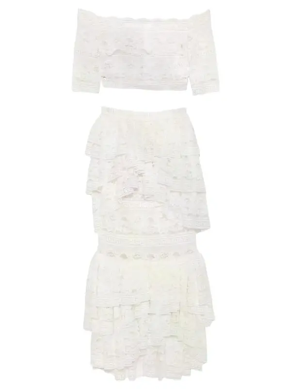 SAIID KOBEISY Lace Ruffled Dress - White