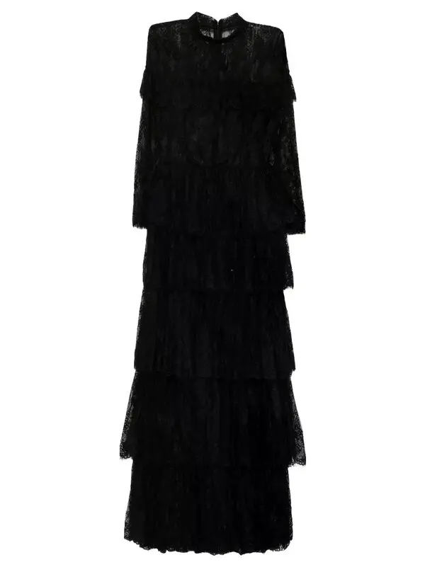 SAIID KOBEISY Lace Long Dress - Black