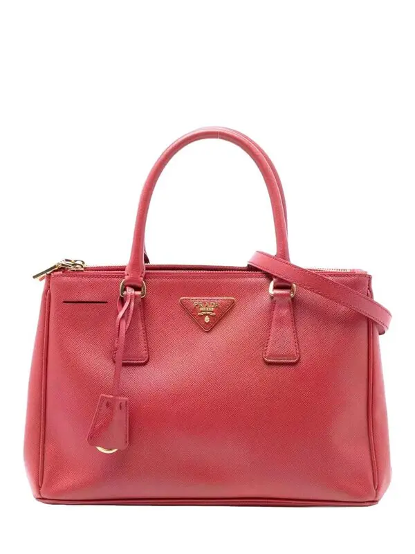Prada Small Saffiano Lux Galleria Double Zip Satchel - Red