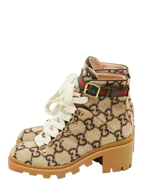 Gucci Gg-patterned Sylvie Ankle Boots - Neutrals