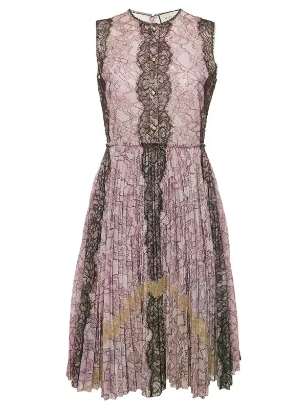 Gucci Lace Pleated Dress - Purple