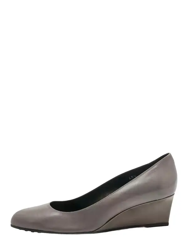 TOD'S Wedge Leather Pumps - Grey