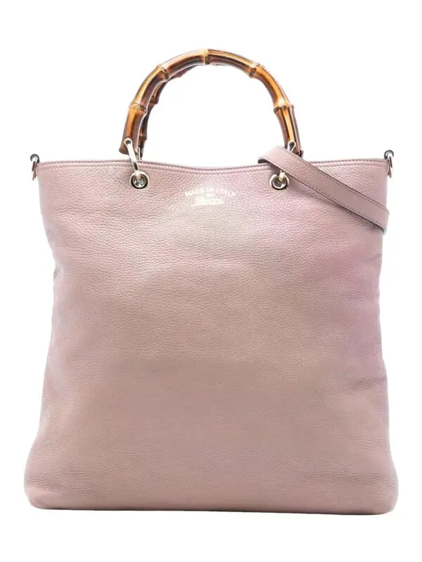 Gucci Leather Bamboo Shopper Tote Satchel - Pink
