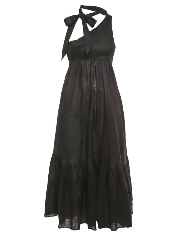 Zimmermann Empire Tie Linen Dress - Black