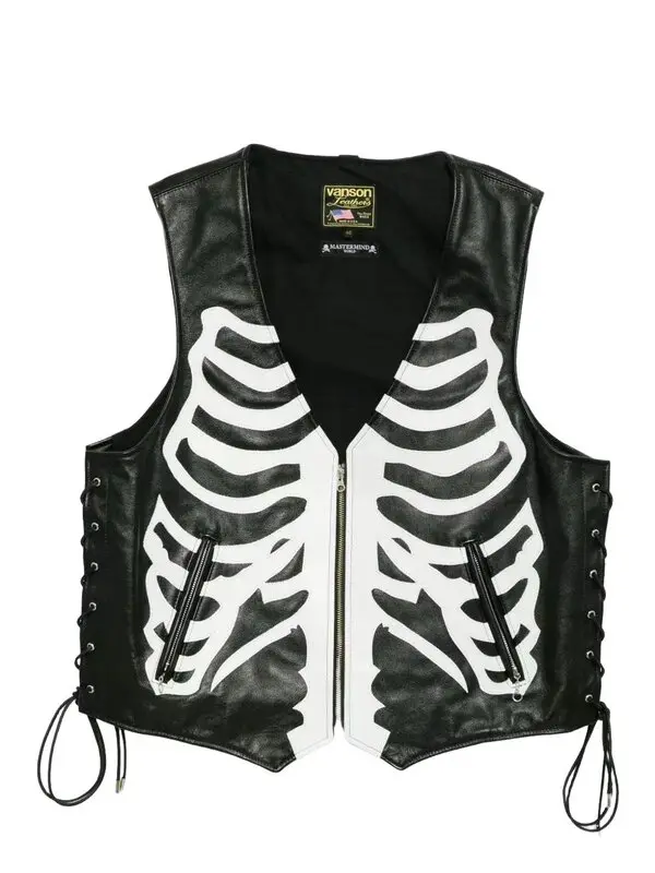MASTERMIND WORLD Bones Sleeveless Jacket - Black