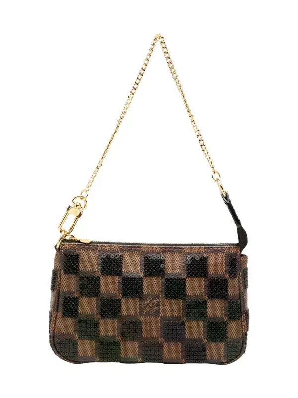 LOUIS VUITTON 2013 Damier Ebene Sequins Mini Pochette Accessoires Handbag - Brown