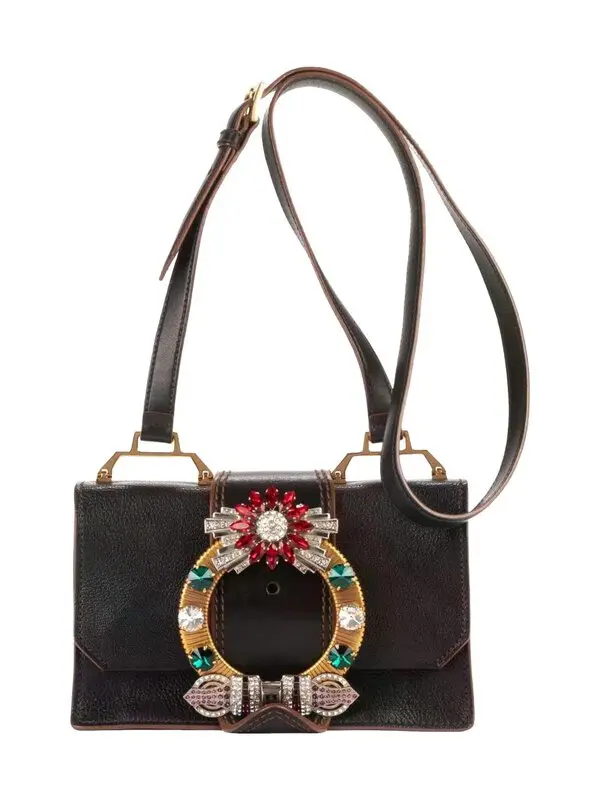 Miu Miu Jewel-embellished Crossbody Bag - Black